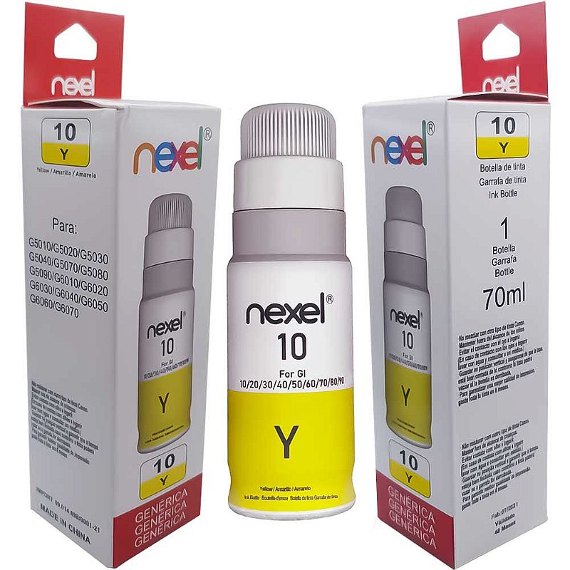 Refil De Tinta Compativel Canon Nexel Amarelo Y10 G5010/ G5070/ G6050/ G6060 70Ml - SobralTech