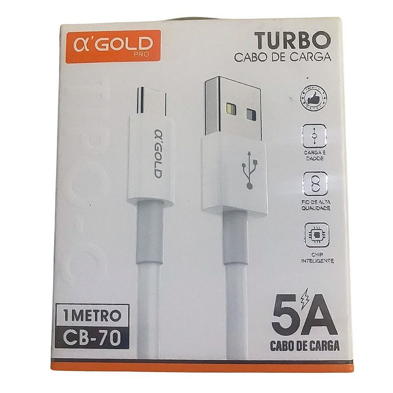 Cabo Tipo C 1 Metro Carregamento Rapido Golden CB-70 - SobralTech
