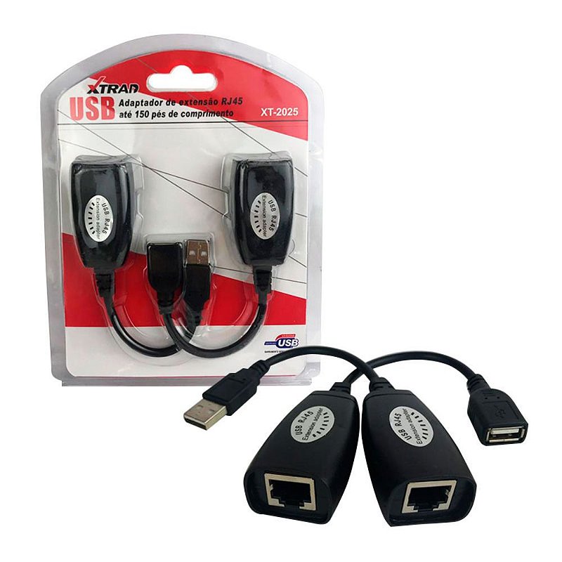 Adaptador Extensor Usb Via Rj45 Cabo De Rede Cabo Extensor Xtrad ...