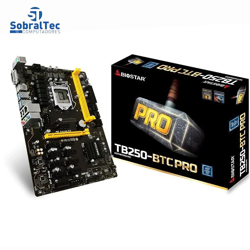 Placa Mãe 1151 B250 BIOSTAR TB250 BTC+ 2XDDR4 2400 - SobralTech Placa Mãe 1151 B250 BIOSTAR TB250 BTC+ 2XDDR4 2400 - SobralTech