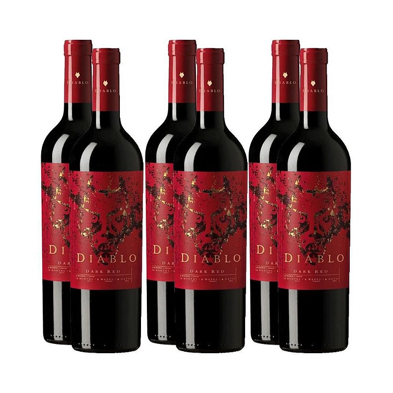 Kit com 06 Vinho Diablo Dark Red 750ml - Família Scopel Delivery