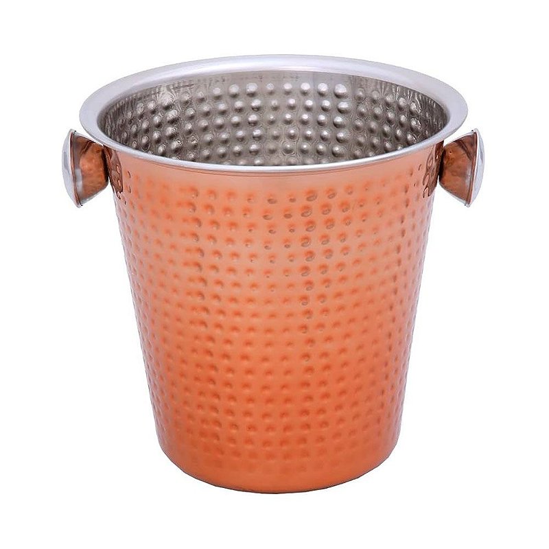 Balde de Gelo Inox Martelado Bronze - para até 1 garrafas mais 5 itens - Família Scopel Delivery
