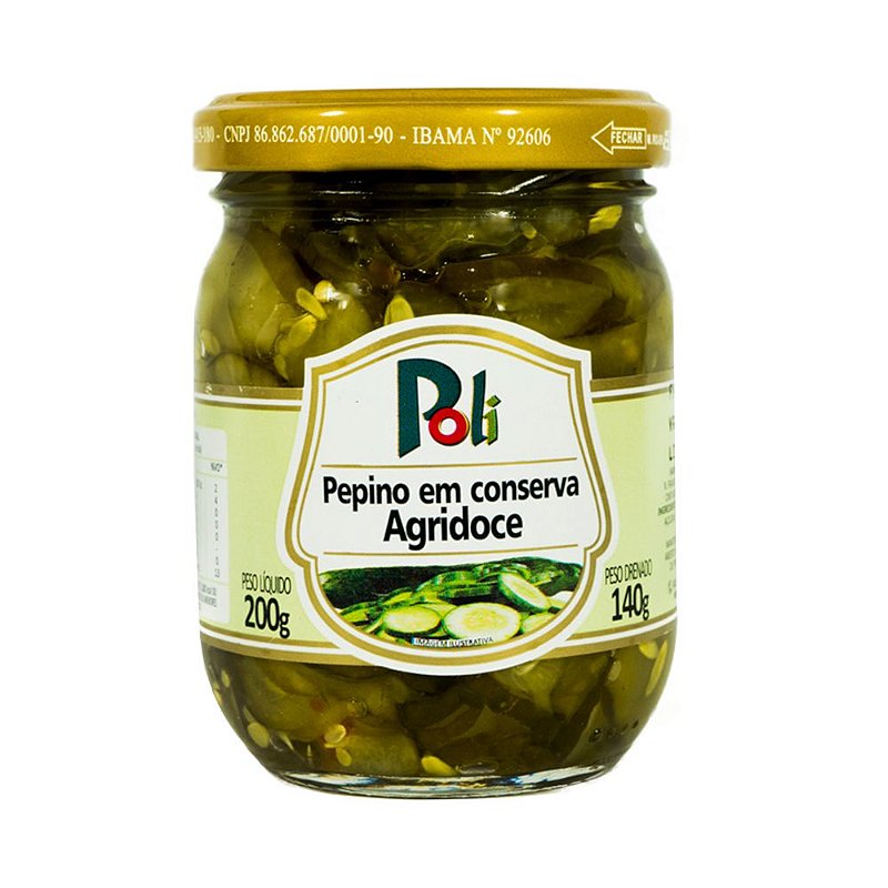 Pepinos em Conserva Agridoce Poli 140g - Família Scopel Delivery