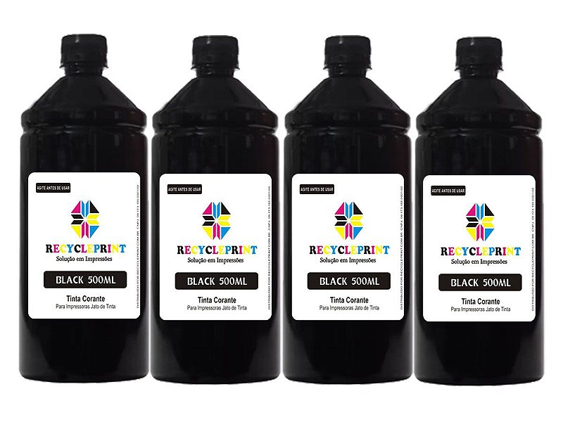 4x 500ml Tinta Black Compatível Epson L375 L395 L3110 L3150 ...
