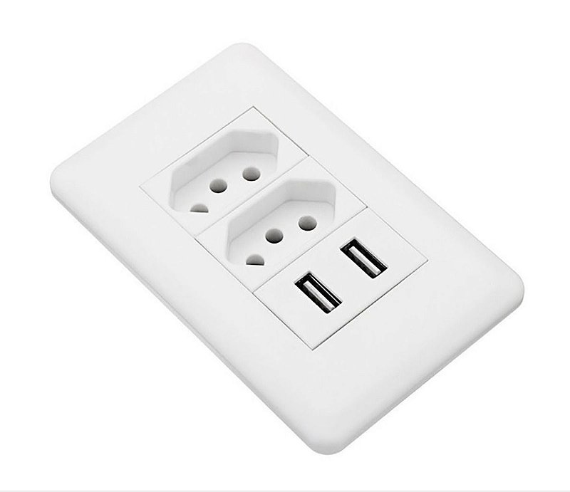 Tomada com Carregador Usb de Parede Duo Universal 81688 YDTECH - YDTECH