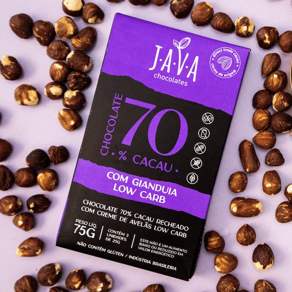 Chocolate recheado creme de avelã - LOW CARB - 75g - Java Chocolates ...