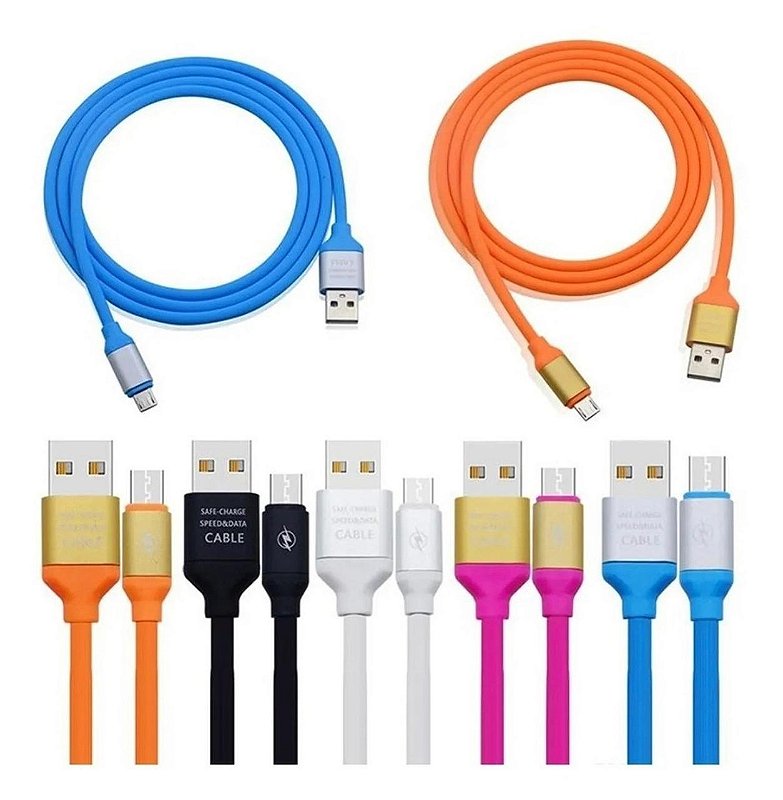 Cabo USB Colorido V8 Turbo Emborrachado 1,20m - FEMP INFO - Loja de ...