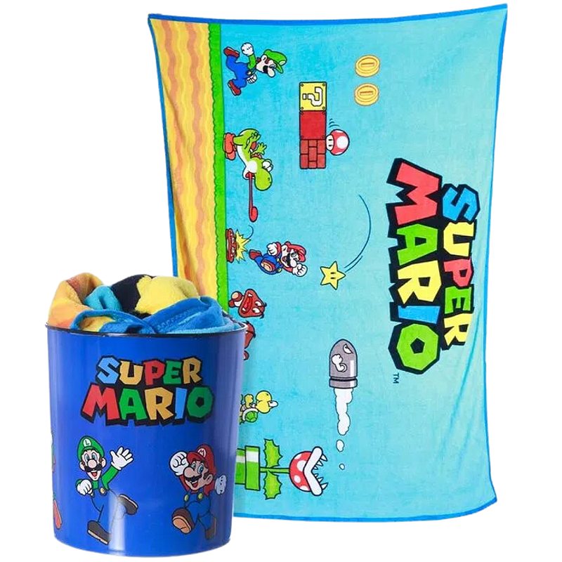 Kit Super Mario Manta Felpuda Macia + Balde Pipoca Oficial Nintendo ...