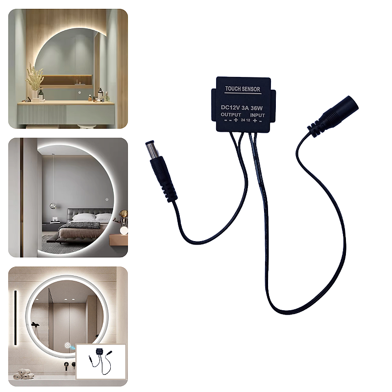 Dimmer 12V, 3A, 36W, Botão Touch, Interruptor De Espelho, Sensor De ...