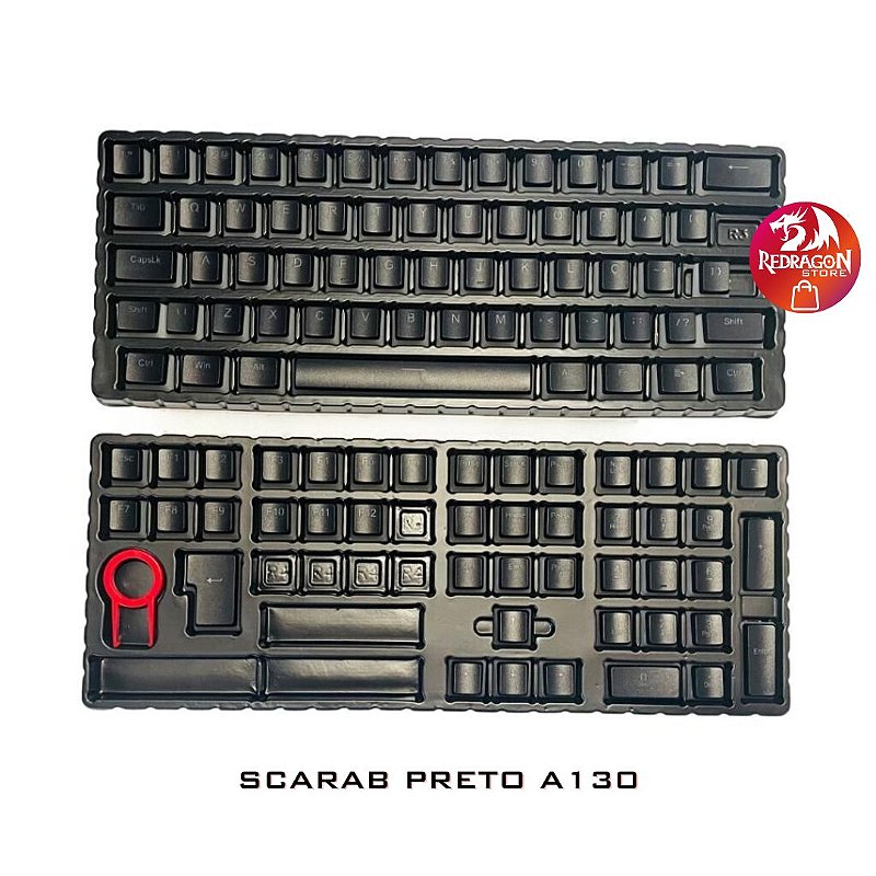 JOGO COMPLETO DE TECLAS SCARAB PBT PRETO ABNT-2 - Redragon Store
