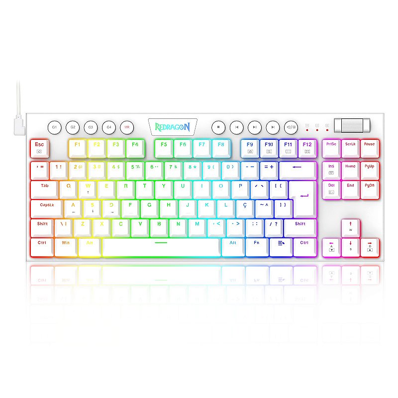 TECLADO MECÂNICO GAMER REDRAGON HORUS TKL RGB BRANCO - Redragon Store