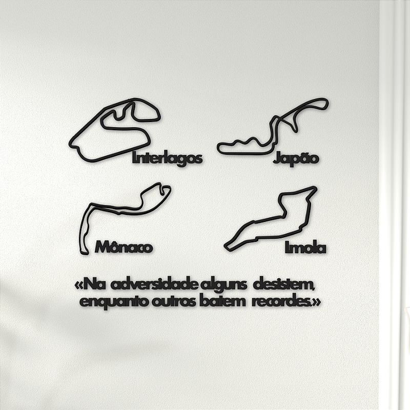 "Fórmula 1 - Pistas e Frase" - Peça Decorativa em MDF Premium ...