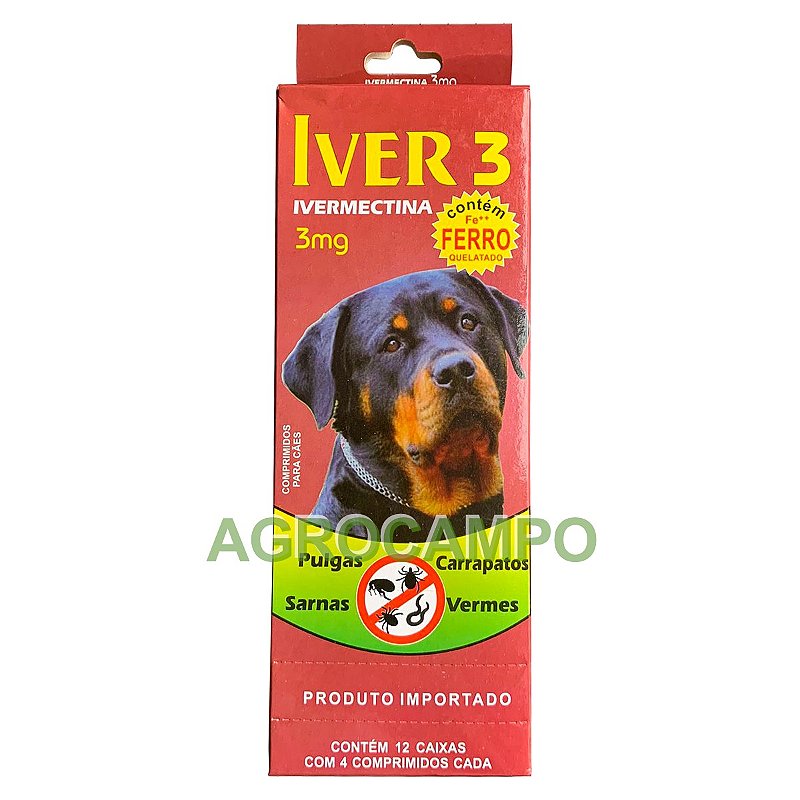 Iver 3mg Para Cães De 0 A 15kg, Caixa Com 12 C/4 cmp cd - AgroCampo ...