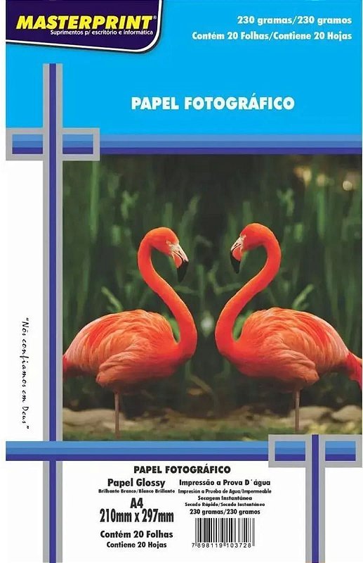 Papel Glossy A4 230g Masterprint C/20 - MEGA IMPRESS - Papelaria, Copos ...