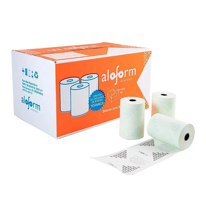 Bobina 80mmx30m Termica Branca Aloform c/30 - MEGA IMPRESS - Papelaria ...