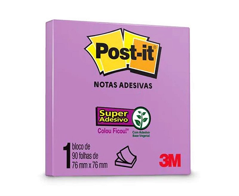 Bloco Adesivo Post-It 76x76 90f Lilas 654 3m - MEGA IMPRESS - Papelaria ...