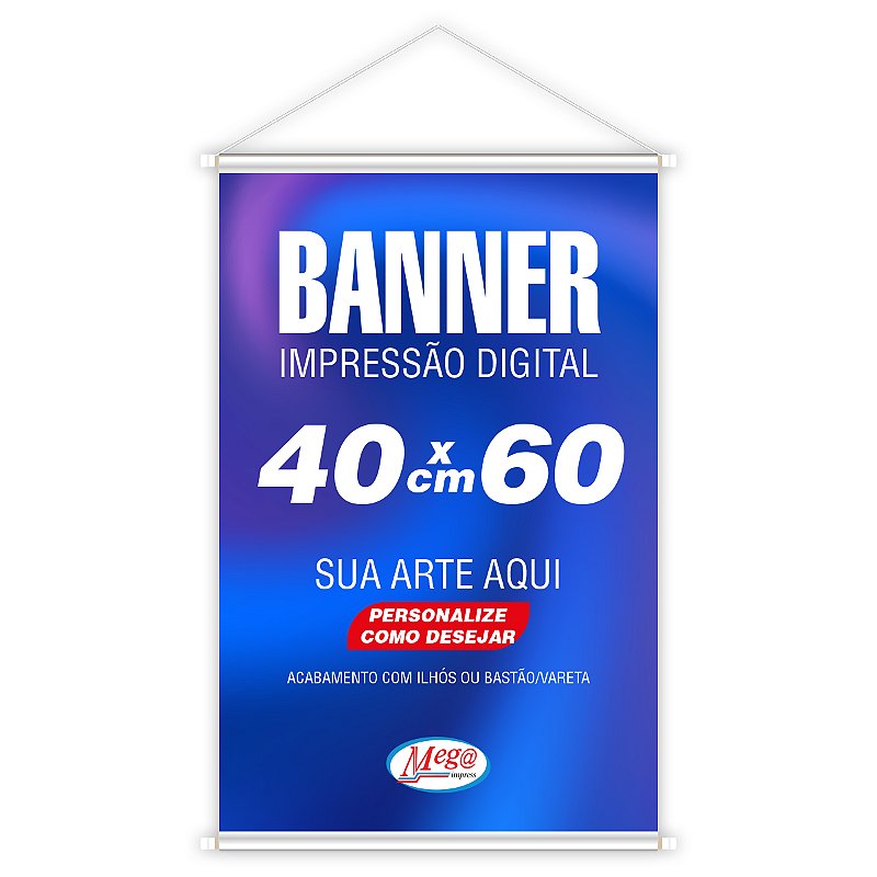Banner Personalizado 40 x60 cm Lona 440g Reforçado Impressão Digital ...