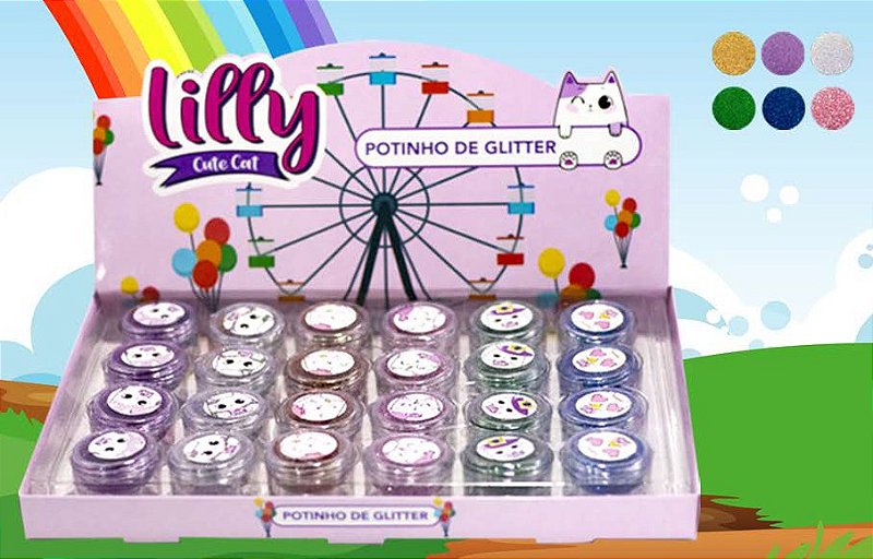 POTINHO DE GLITTER INFANTIL LILLY CUTE CAT - COR 03 - Distribuidora dos ...