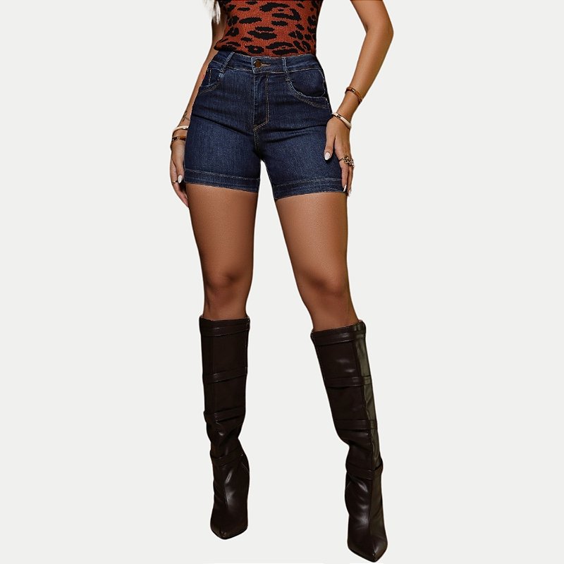 SHORT MAC JEANS MÉDIO COM ELASTANO BÁSICO FEMININO ADULTO - Lojas Parati