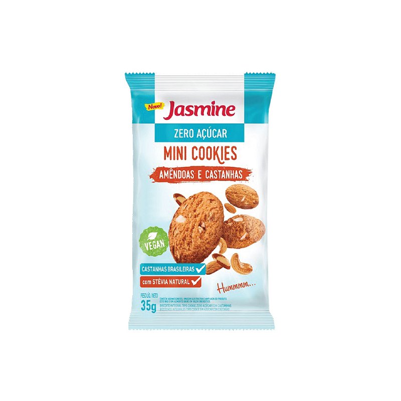 Mini Cookies Jasmine Amêndoas e Castanhas Zero Açúcar 35g - Casa Vieira