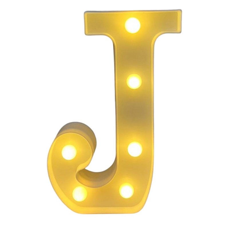 LETRA LED J PLASTICO BRANCO 22CM - Lembrança Chique