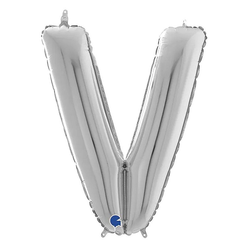 Letra V Maiúscula 26" 66CM Prata Metalizado Decorativo - Lembrança Chique