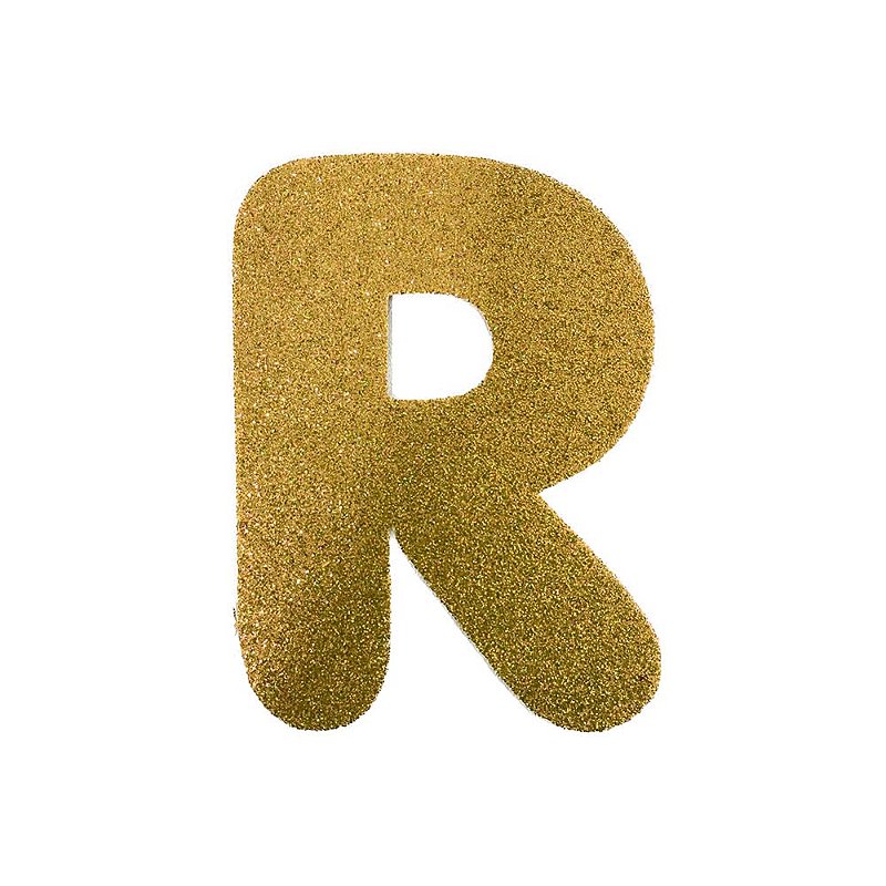 Letra R Maiúscula Dourado Glitter Brilho EVA Decoração 2x12,5CM ...