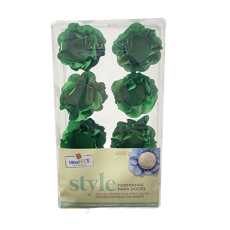 Forminha Style Verde Decoração Docinhos Finos 40uni - Lembrança Chique