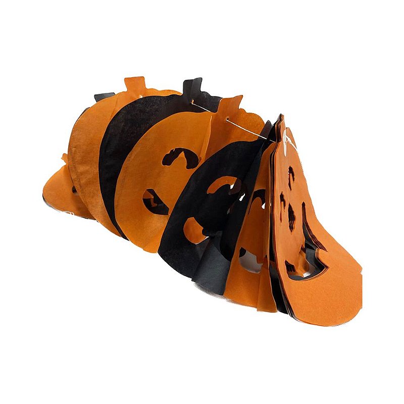 Faixa Papel Sanfonado Abobora Preto Laranja Halloween - Lembrança Chique