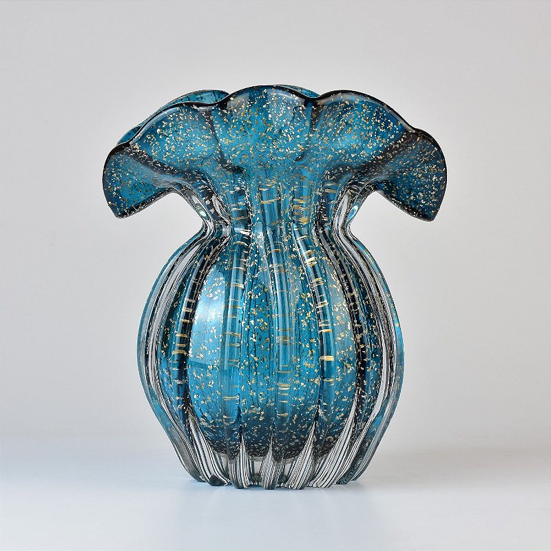 Vaso Murano Imperial Azul em Vidro - Casa Náutica Vaso Murano Imperial Azul em Vidro - Casa Náutica
