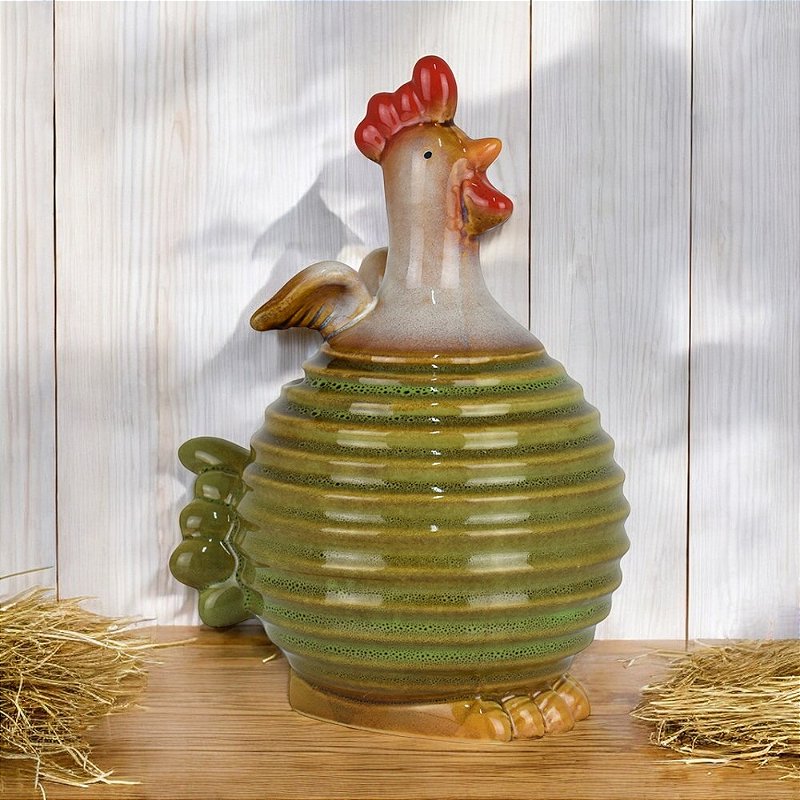 Cofrinho Galinha Verde 15 cm - Casa Náutica
