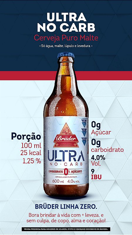 CERVEJA ULTRA NO CARB 600ml - Estrada do Malte