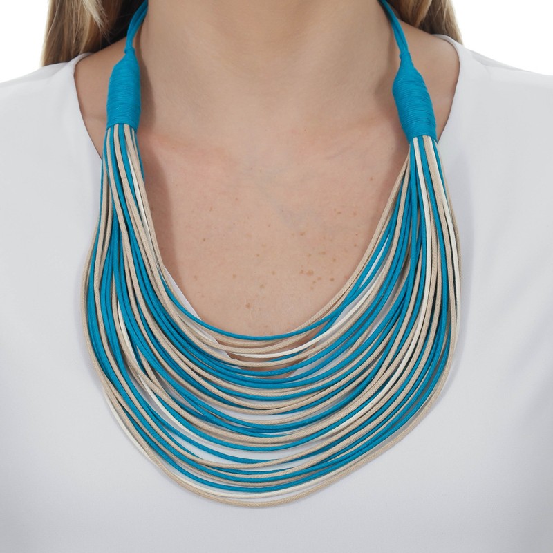 Colar Design Natural fios de algodão tricolor CO 1248 - Muzazen ...