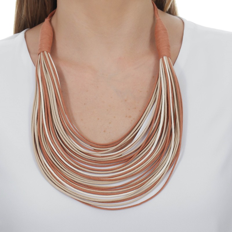 Colar Design Natural fios de algodão tricolor CO 1248 - Muzazen ...