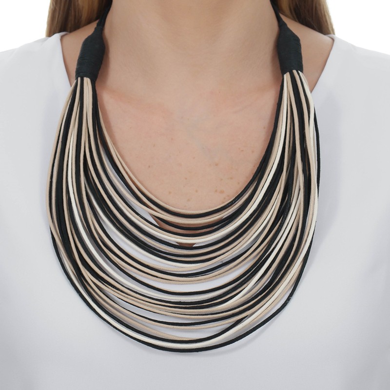 Colar Design Natural fios de algodão tricolor CO 1248 - Muzazen ...