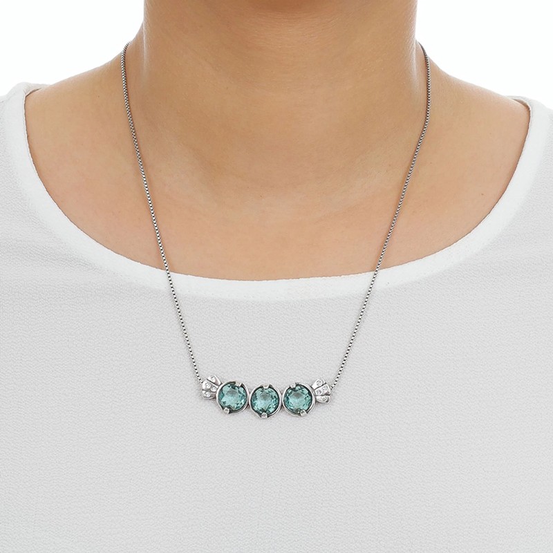 Colar Estela Geromini cristal verde água prata - Muzazen - Semijoias e ... Colar Estela Geromini cristal verde água prata - Muzazen - Semijoias e ...