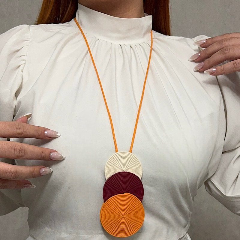 Colar Design Natural mandala fios de algodão tricolor CO 1434 - Muzazen ...