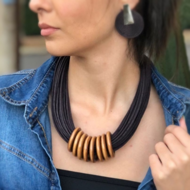 Colar Design Natural algodão preto CO 1481 - Muzazen - Semijoias e ...