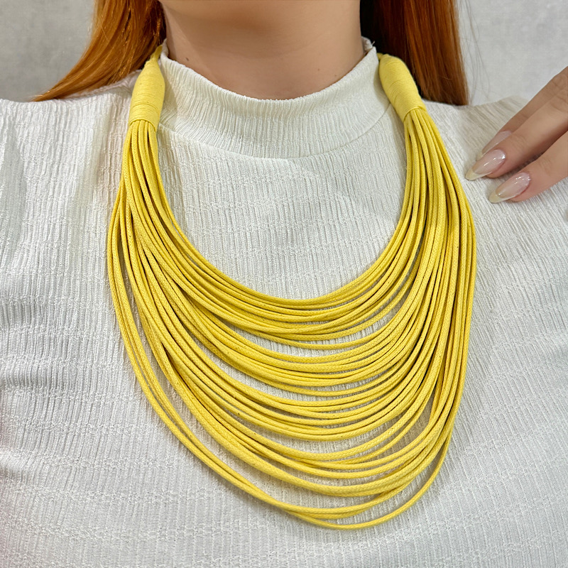 Colar Design Natural fios de algodão amarelo CO 1341 - Muzazen ...