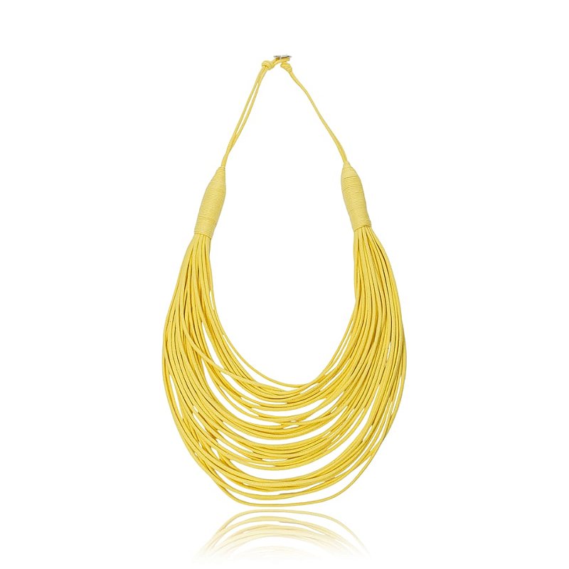 Colar Design Natural fios de algodão amarelo CO 1341 - Muzazen ...