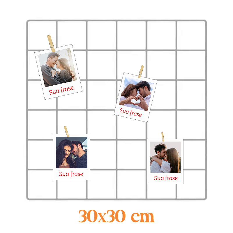 Grade de Fotos Memory Board 30x30 cm Branco | Decoração com Polaroides ...