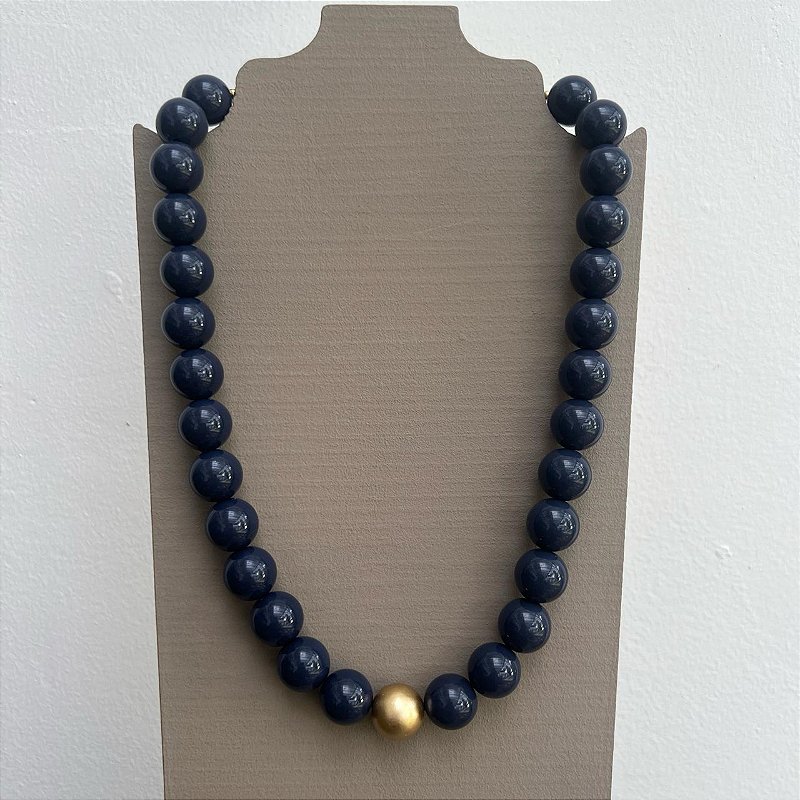 Colar De Bolas Gabriele - M - Azul Marinho - Misturar com Estilo ...