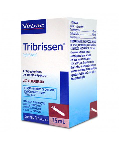 Virbac Tribrissen Injetavel 15mL - Arla Loja online