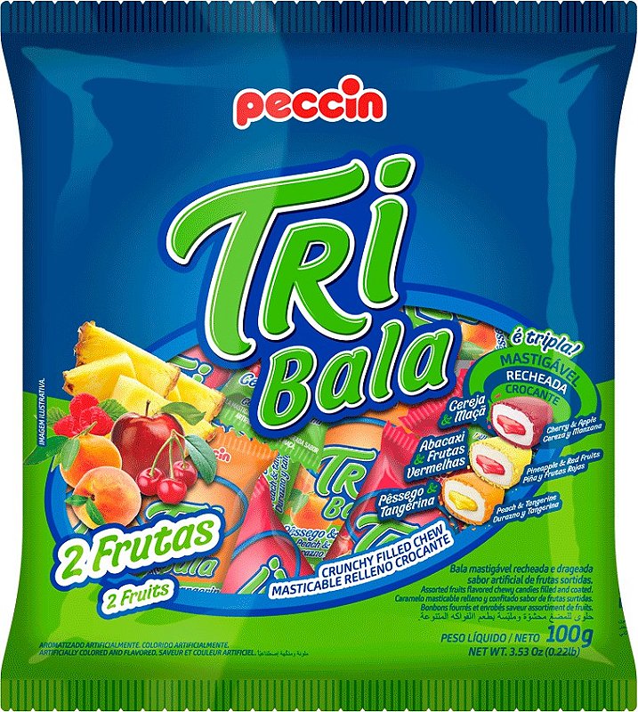 Bala Tribala Peccin 2 Frutas Sortidas 100 Gramas R.99412 Unidade ...