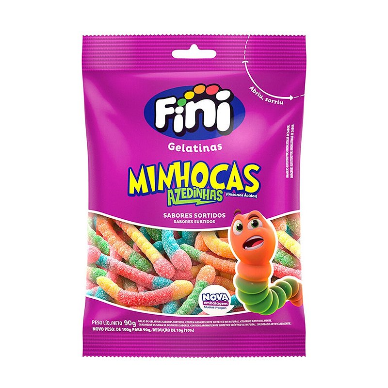 Bala Fini Minhocas Azedinhas Sabor Sortidos 90 Gramas Unidade - Recopel ... Bala Fini Minhocas Azedinhas Sabor Sortidos 90 Gramas Unidade - Recopel ...