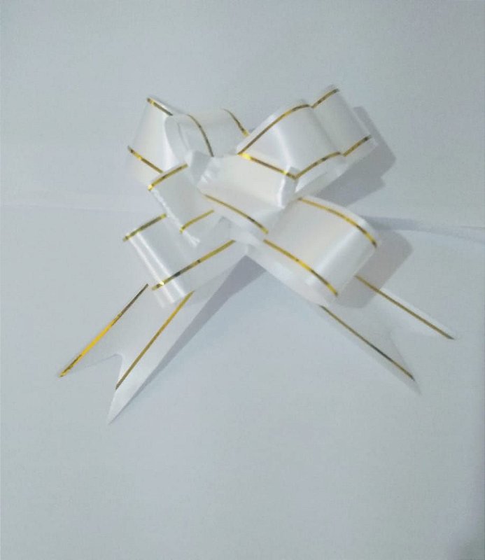Laço Fácil Branco Borda Listra Ouro 23mm (2,3cm x 40cm) R.6022609 ...