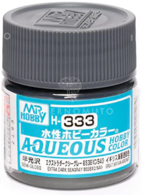 Gunze - Aqueous Hobby Colors H333 - Extra Dark Seagrey BS381C/640 (Semi ...