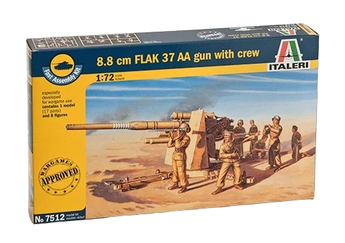ITALERI - 8.8cm Flak 37 AA Gun With Crew - 1/72 - HTC - MODELISMO