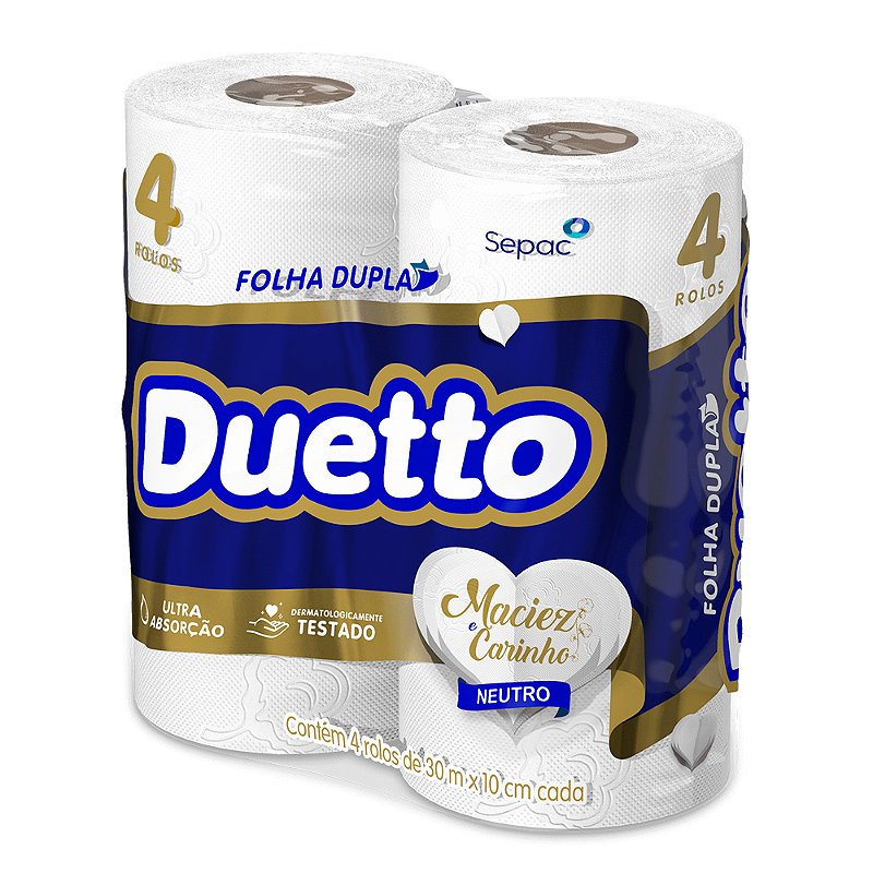 Papel Higiênico Duetto Fit Folha Dupla - 10cmx30m - 04 Rolos | Essenza ...