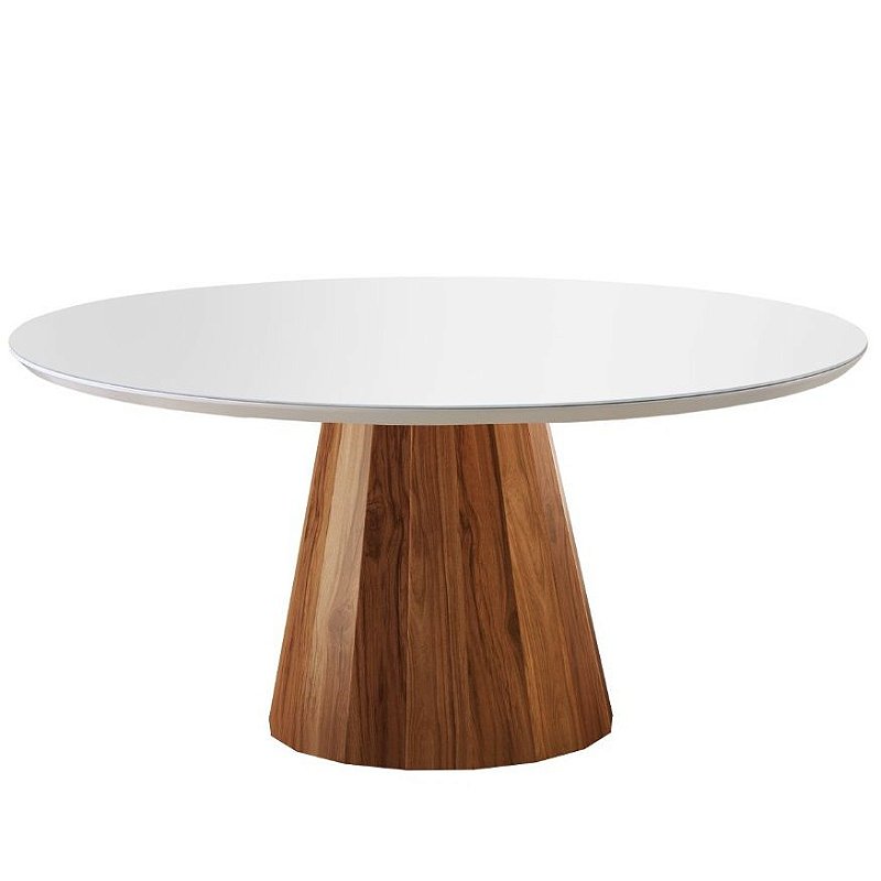 MESA RAFANA LUNA REDONDA 1,30 DIAMETRO (TAMPO COM VIDRO OFF WHITE ...